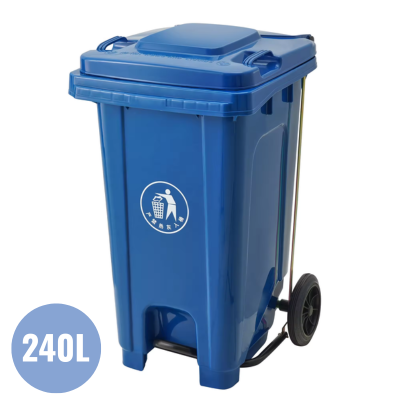 240L Blue Plastic Pedal Dustbin | Durable and Easy to Use